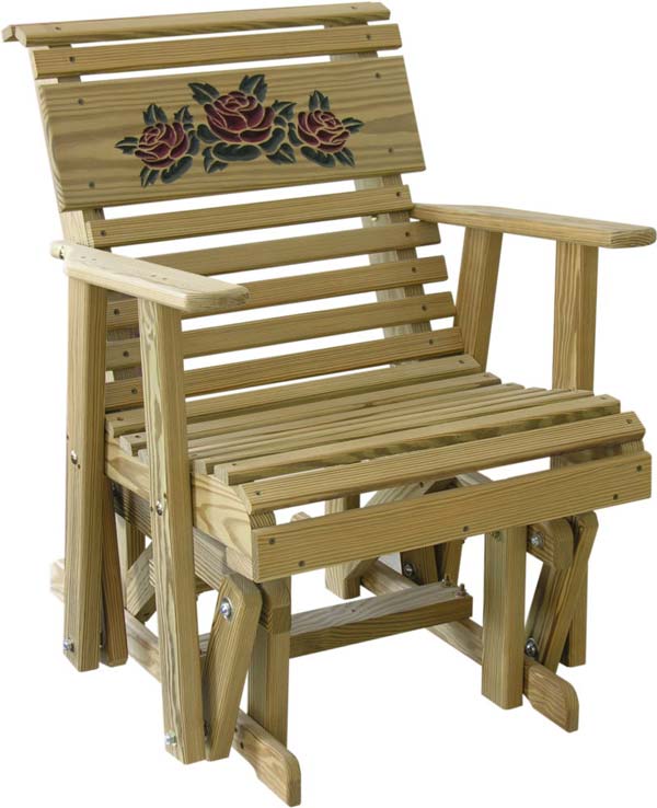 2' Rollback Rose Glider | Glider Wood | Wood Glider Rocker