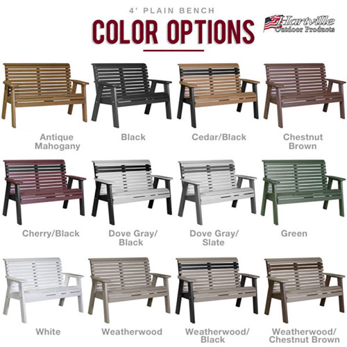 Amish Bench | 4' Plain Poly Bench - Hartville Outdoor Products