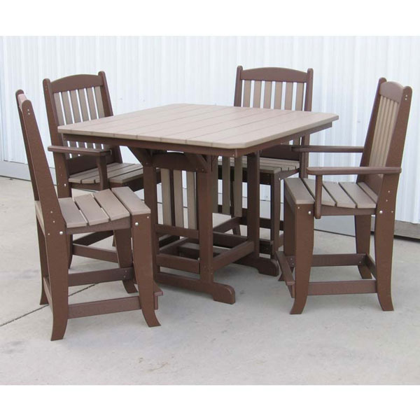 44" Poly Square Counter Table w/ 4 Counter Chairs | Counter Table