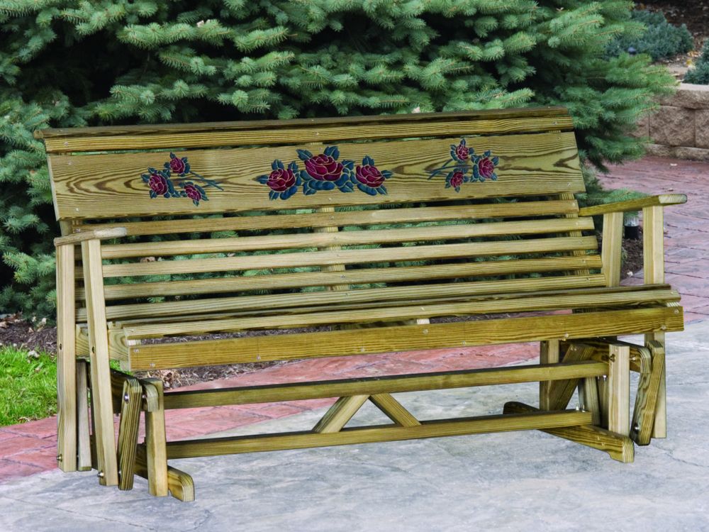 5' Rollback Rose Glider | Amish Wooden Gliders | Wooden Gliders