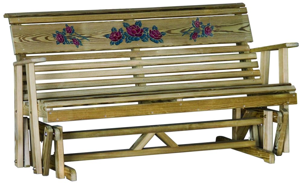 5' Rollback Rose Glider | Amish Wooden Gliders | Wooden Gliders